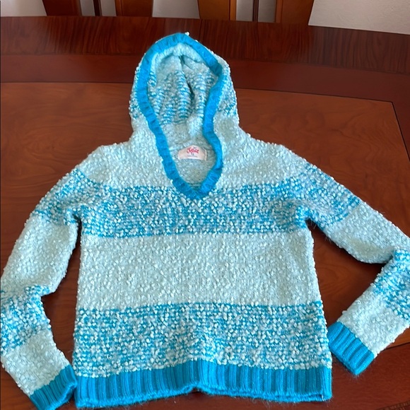 Justice | Shirts & Tops | Justice Blue And White Striped Hooded Sweater ...